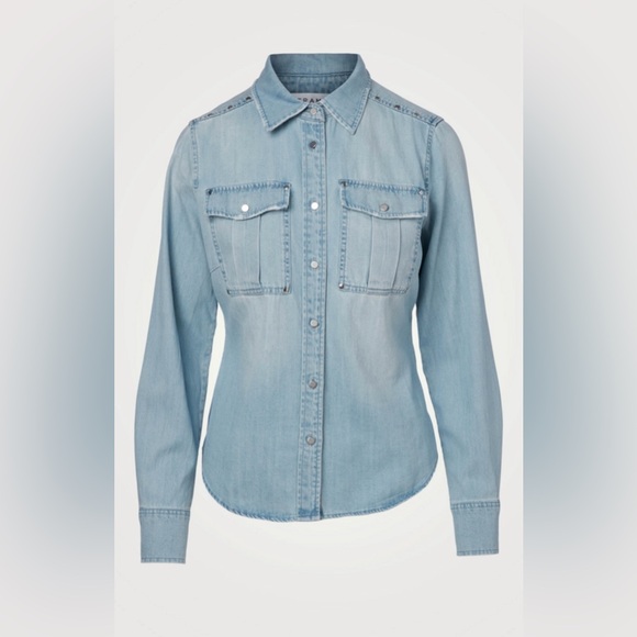 Frame Denim | Tops | Frame 7s Studded Denim Shirt Euc M | Poshmark